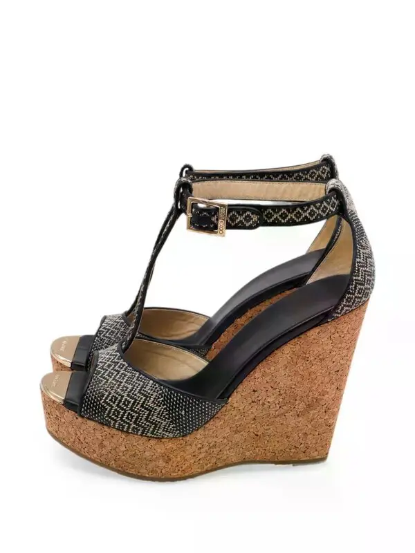 JIMMY CHOO 2010s Pela T-strap Sandals - Black