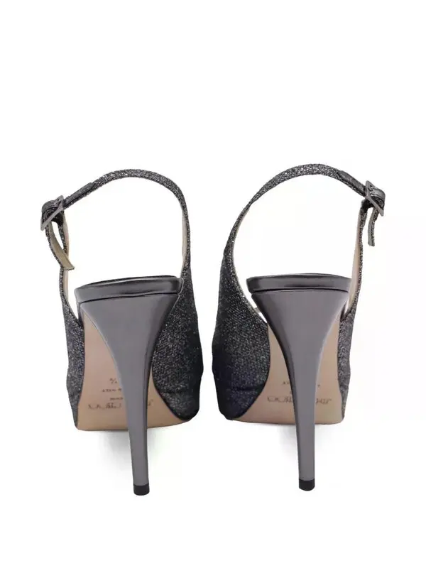 JIMMY CHOO Glitter Peep-toe Slingback Pumps - Grey