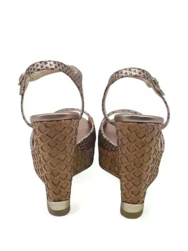JIMMY CHOO Patterned Peep-toe Wedge Sandals