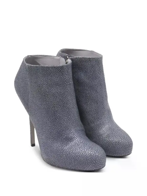 SERGIO ROSSI Shagreen-effect Ankle Boots - Grey