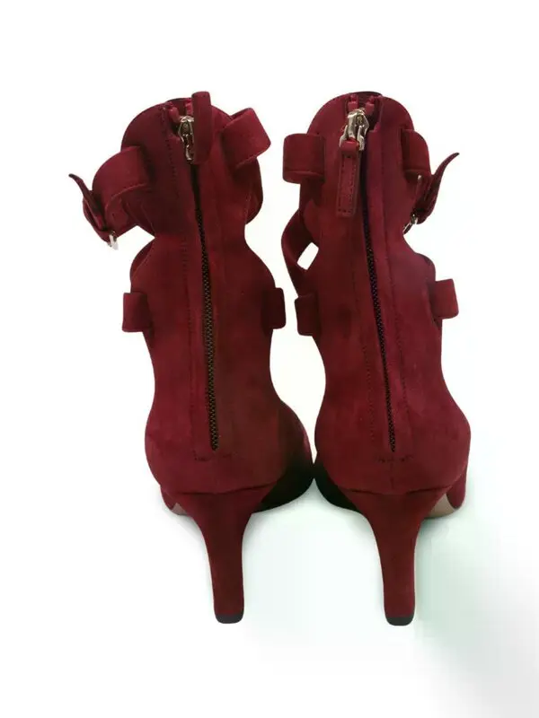 Valentino Garavani Suede Square Toe Ankle Strap Pumps
