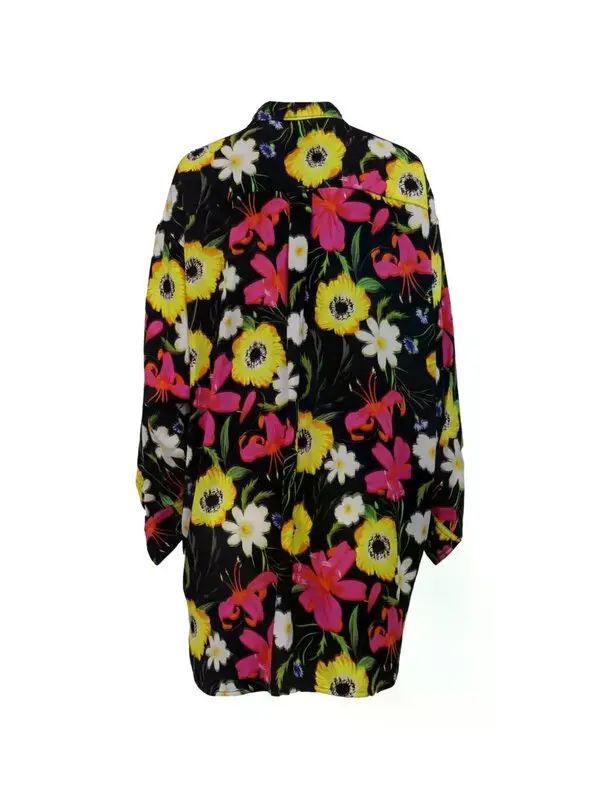 Balenciaga Floral Print Tie Neck Long Sleeve Blouse