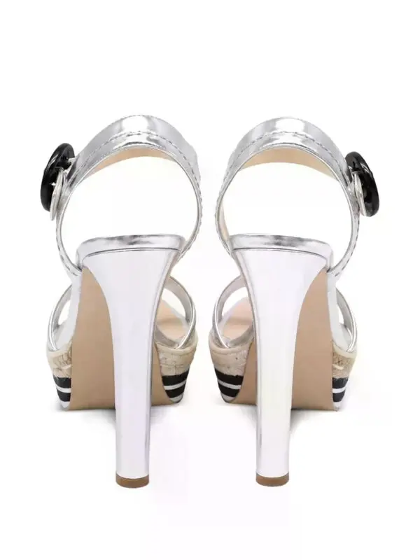 Prada Metallic Leather Platform Espadrilles