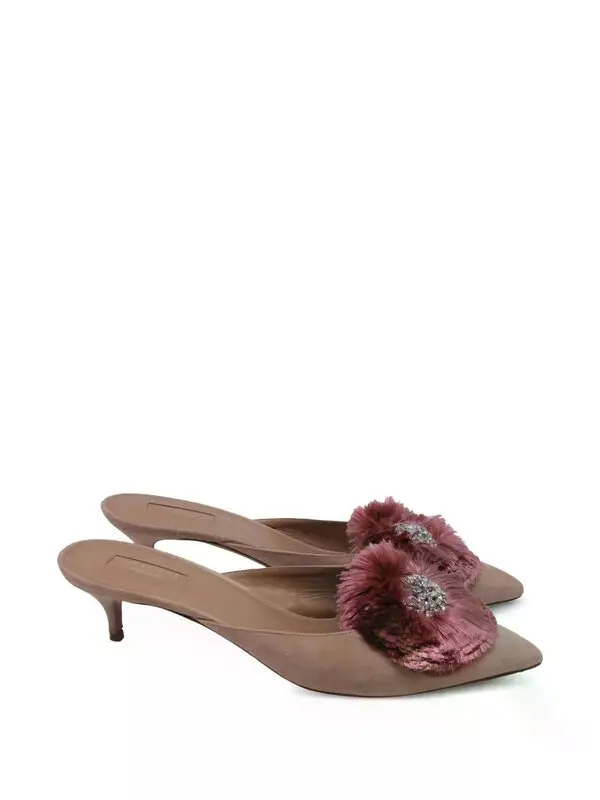AQUAZZURA Embellished Pointed-toe Mules - Neutrals