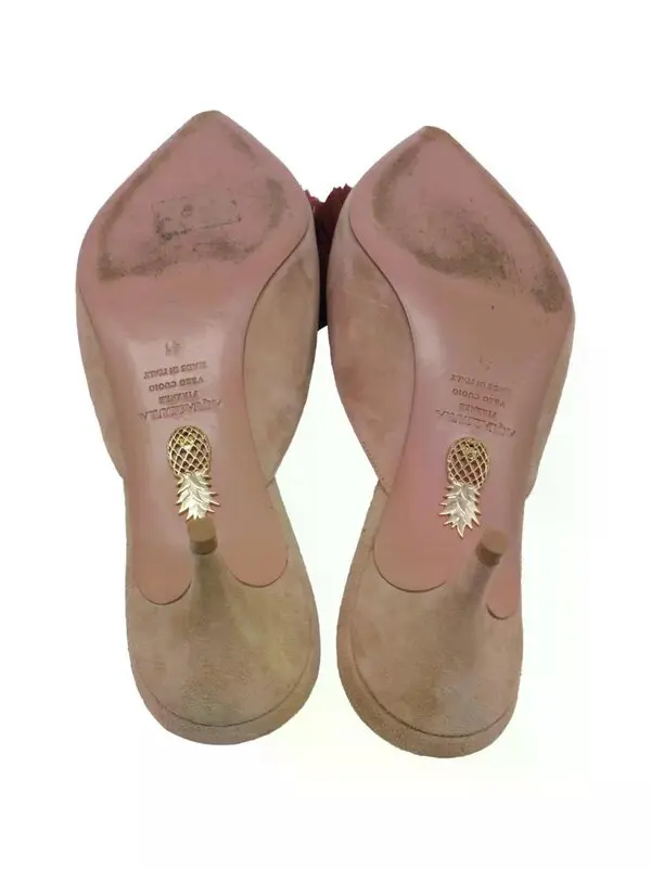 AQUAZZURA Embellished Pointed-toe Mules