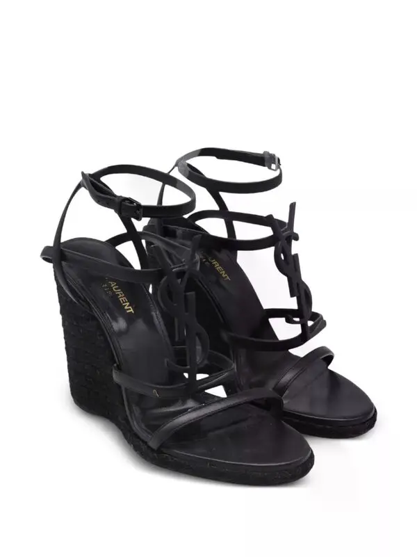 Saint Laurent Cassandra Wedge Sandals - Black