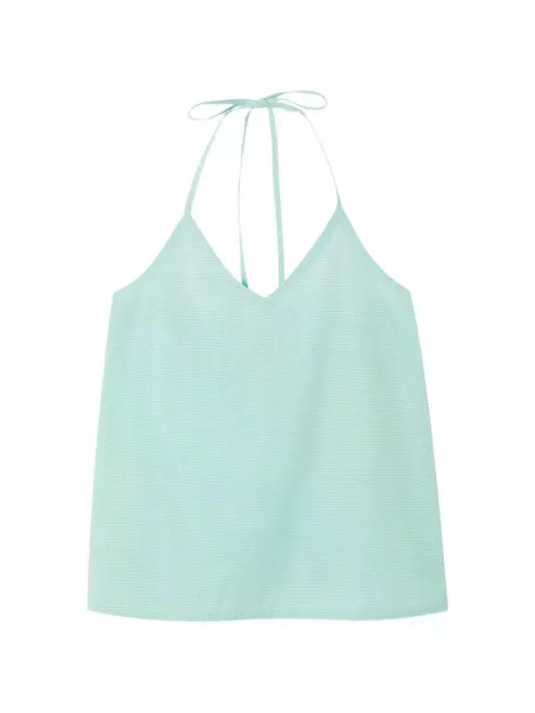 American Vintage Vigy Gingham Tie-back Top - Green