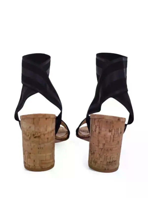 GIANVITO ROSSI Calf Suede Band Strap Block Heel Sandals