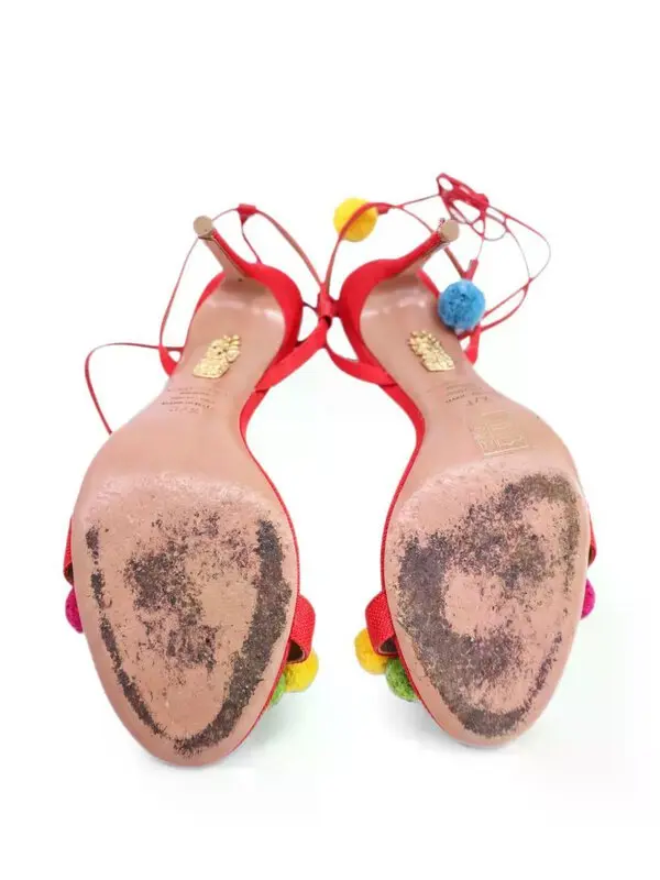 AQUAZZURA Pom Pom Embellished Lace-up Sandals