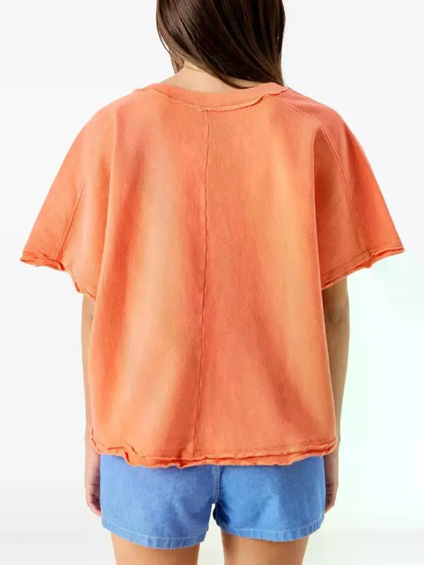 American Vintage Vibetown Raw-edge V-neck T-shirt - Orange