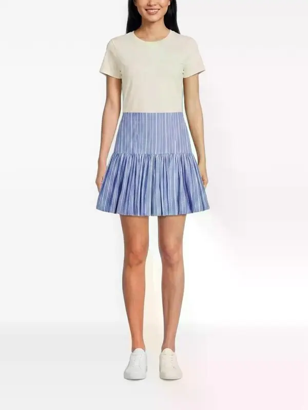 GANNI Striped-pattern Tiered Mini Skirt - Blue