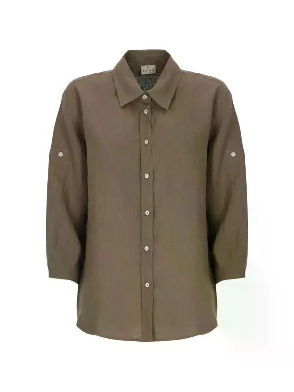 EMME Button-up Three-quarter-sleeved Shirt - Brown