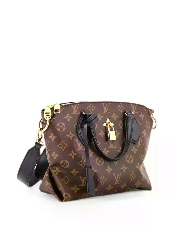 LOUIS VUITTON Flower Zipped Monogram Canvas Pm Tote Bag - Black