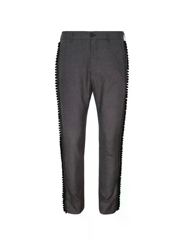 Comme Des Garçons Ruffled-trim Tailored Trousers - Grey
