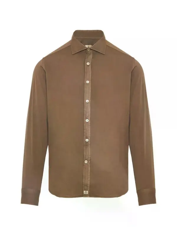 SONRISA Point-collar Long-sleeve Shirt - Brown