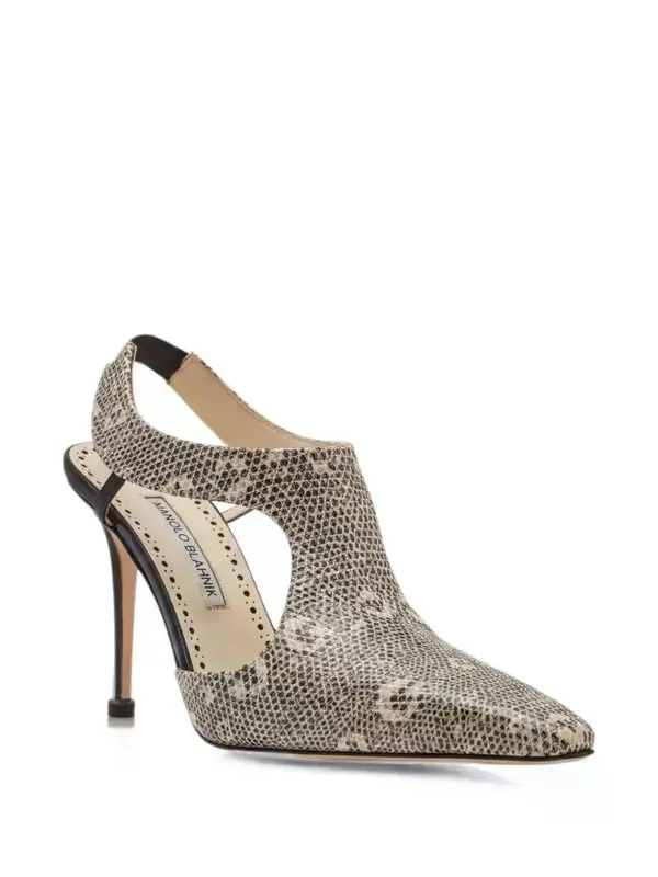 Manolo Blahnik Polignac Snakeskin-pattern Mules