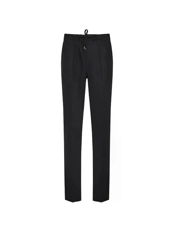 MANDELLI Drawstring-waist Pleated Trousers - Black