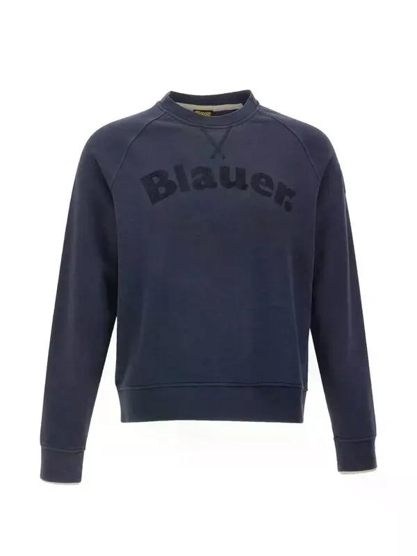 BLAUER. Logo-print Raglan-sleeve Sweater - Blue