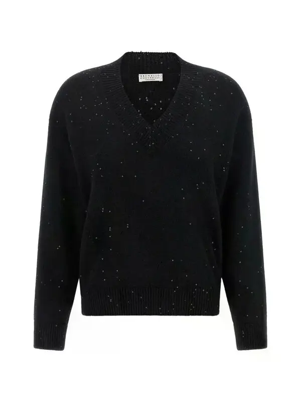 Brunello Cucinelli Diamante Sequin-embellished Sweater - Black