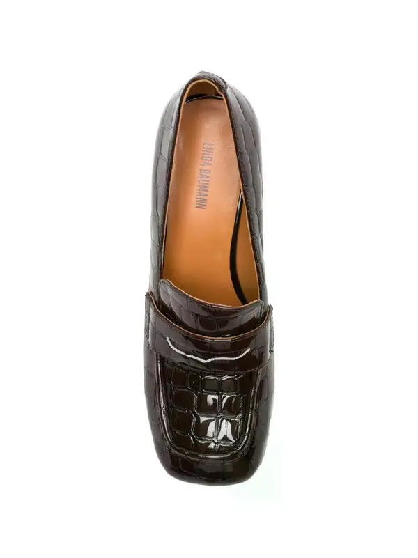 LINDA BAUMANN Croc-effect Loafers