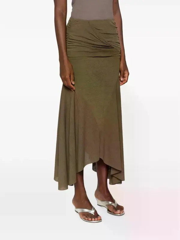 GANNI Ruched Asymmetric Hem Skirt