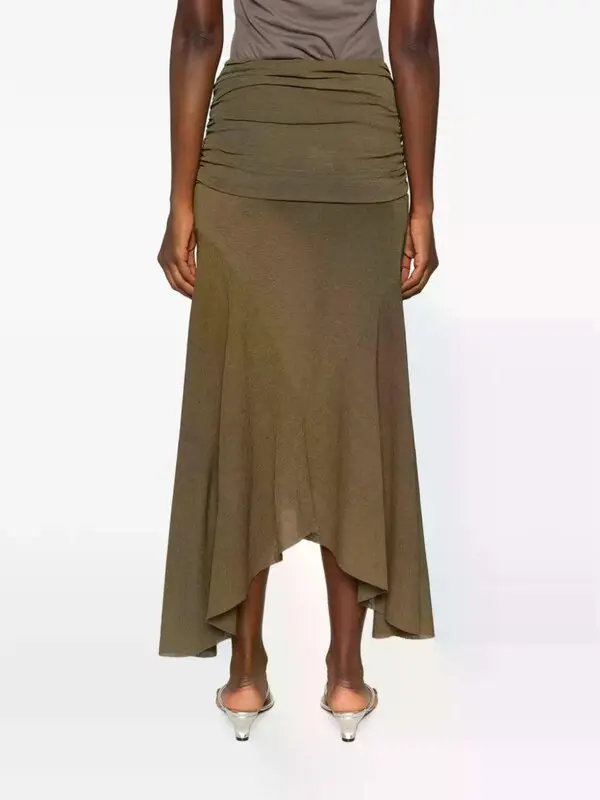 GANNI Ruched Asymmetric Hem Skirt