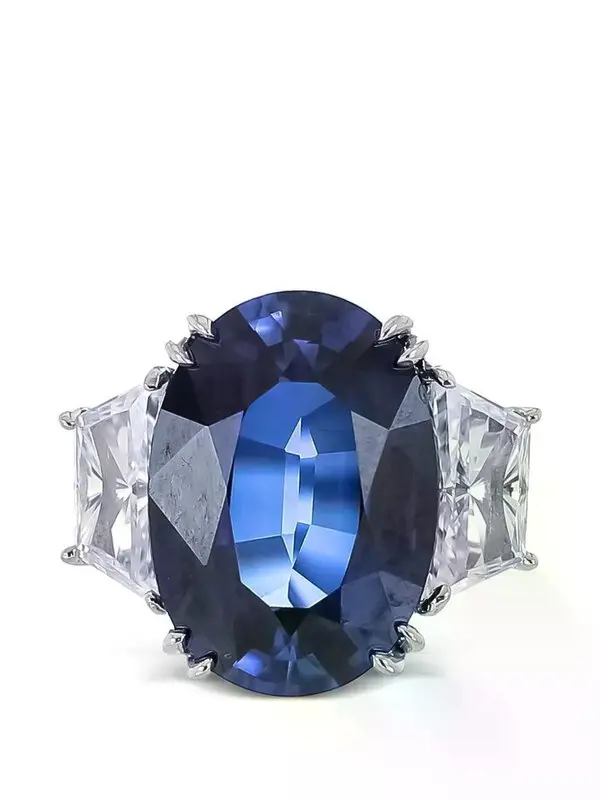 FANTASIA BY DESERIO Sapphire And Cubic Zirconia Ring In 14k White Gold - Silver