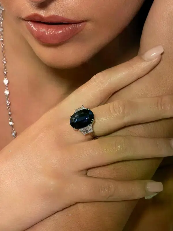 FANTASIA BY DESERIO Sapphire And Cubic Zirconia Ring In 14k White Gold