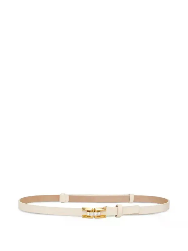 Elisabetta Franchi Crystal-embellished Logo-buckle Belt - Neutrals