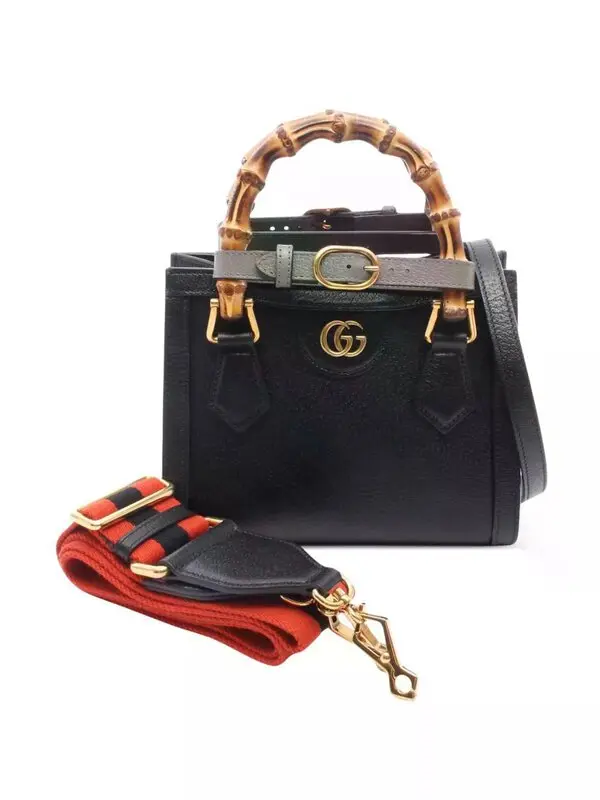 Gucci Calfskin Bamboo Diana Satchel - Black