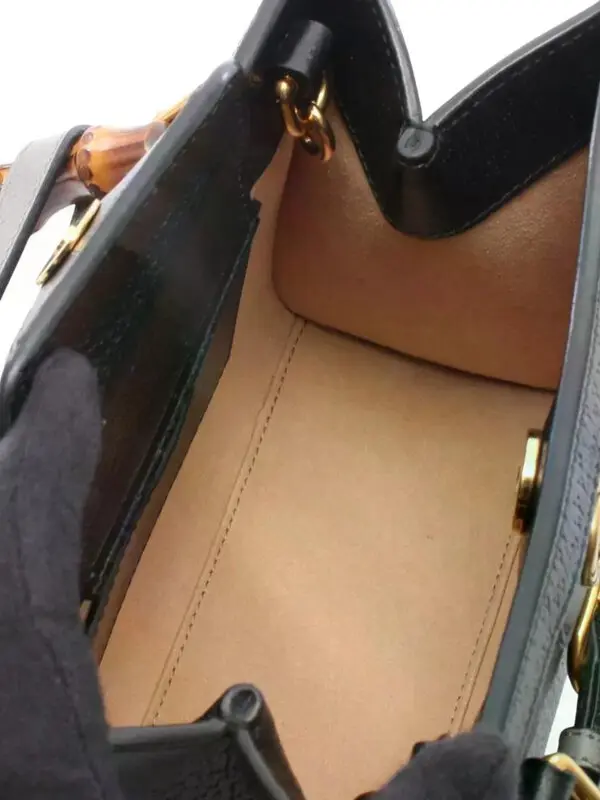 Gucci Calfskin Bamboo Diana Satchel - Black