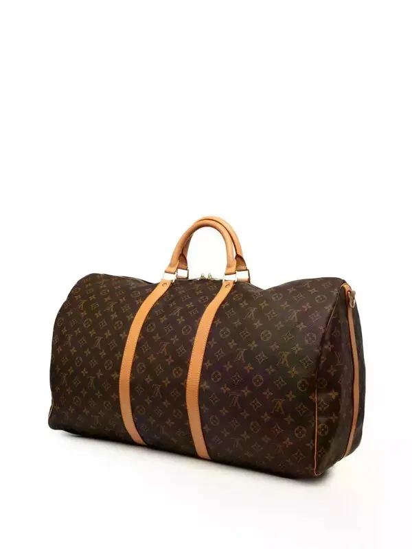 LOUIS VUITTON Monogram Keepall Bandouliere 60 Travel Bag - Brown