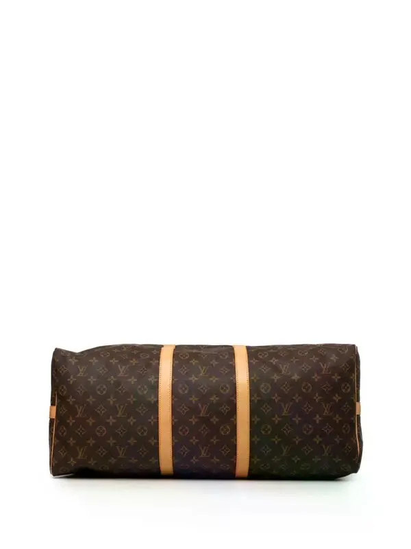 LOUIS VUITTON Monogram Keepall Bandouliere 60 Travel Bag - Brown