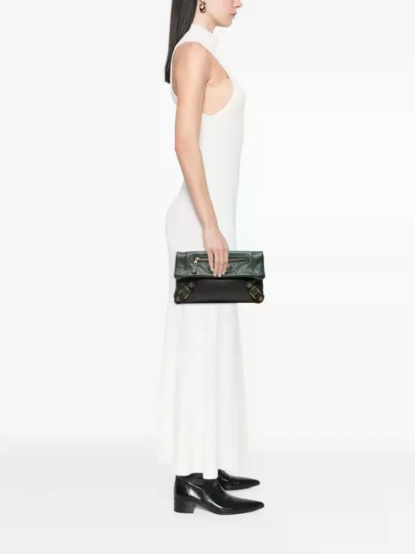 Balenciaga Lambskin Motocross Giant 21 Envelope Clutch Bag - Green
