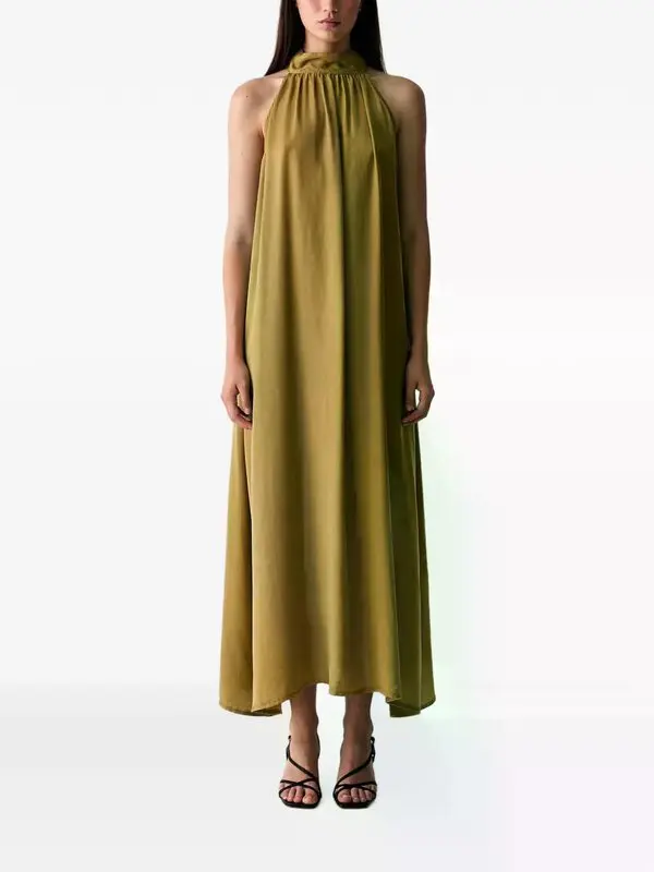 VICOLO Halterneck Pleated Maxi Dress