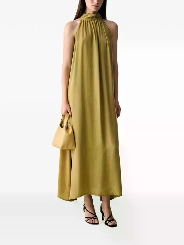 VICOLO Halterneck Pleated Maxi Dress