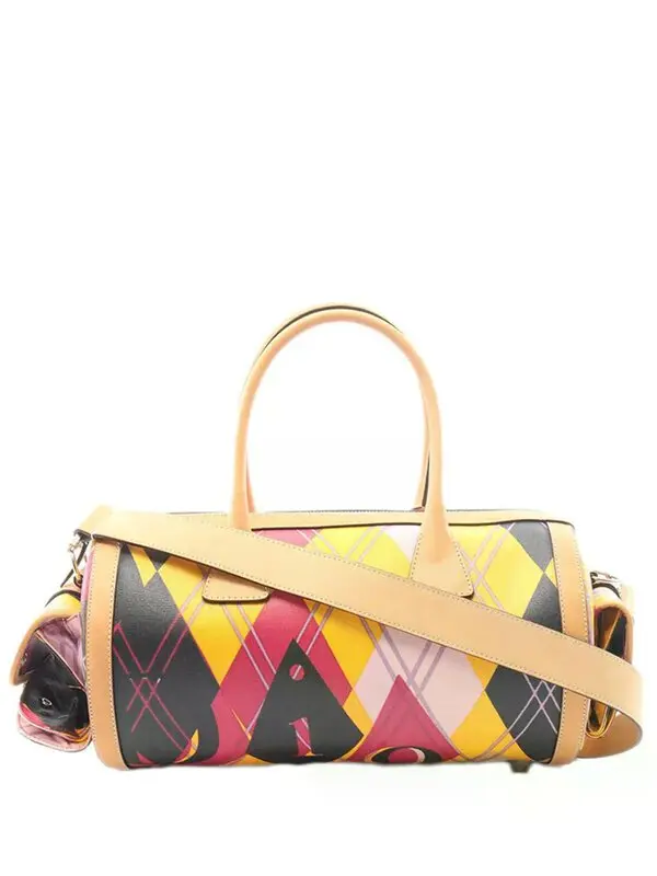 Dior 2004 Printed Coated Canvas Satchel - Brown