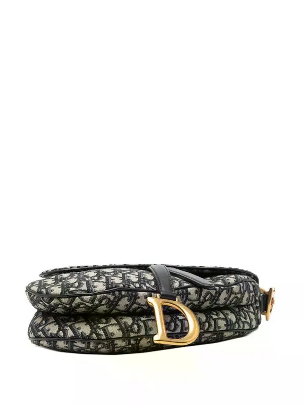 Dior 2018 Oblique Canvas Saddle Shoulder Bag - Blue