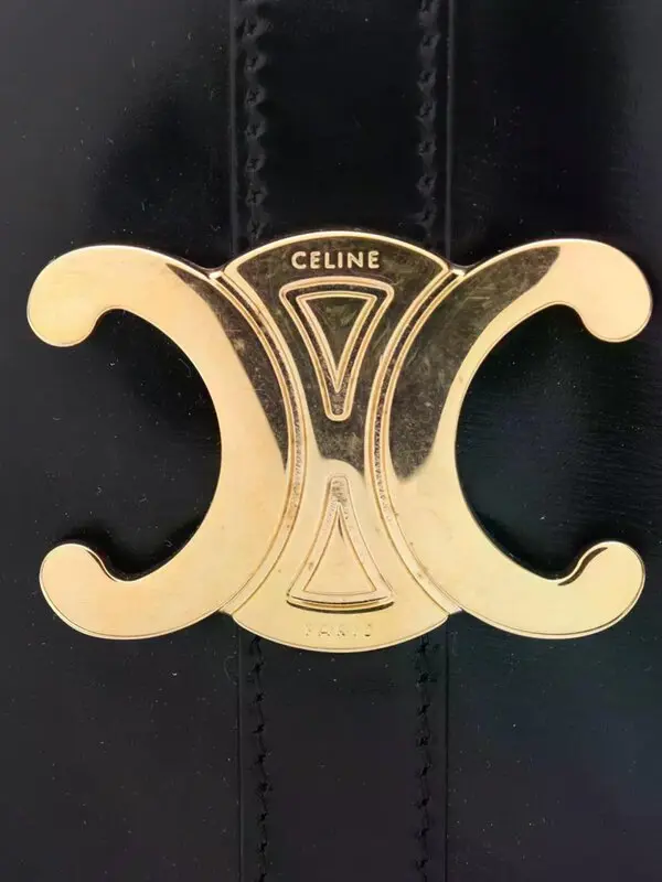 Celine Leather Triomphe Bucket Bag