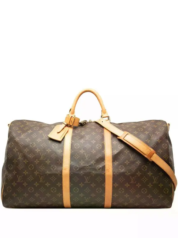 LOUIS VUITTON 1995 Monogram Keepall Bandouliere 60 Travel Bag - Brown