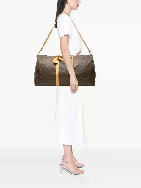 LOUIS VUITTON Monogram Keepall Bandouliere 60 Travel Bag - Brown