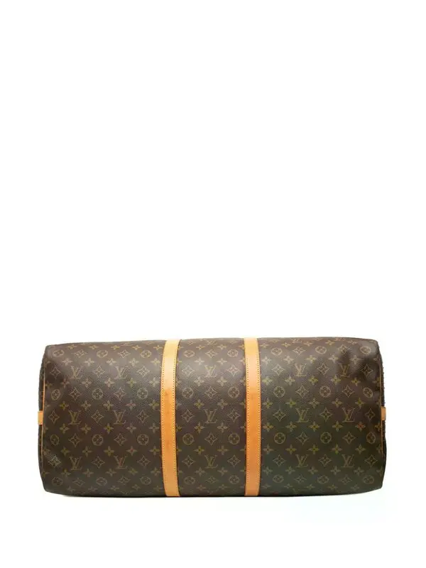 LOUIS VUITTON Monogram Keepall Bandouliere 60 Travel Bag - Brown
