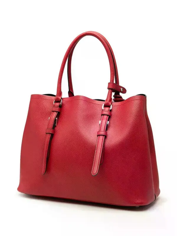 Prada Saffiano Leather Double Handle Satchel - Red