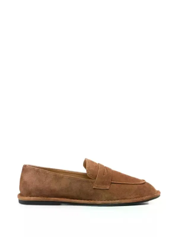 LINDA BAUMANN Suede Penny Loafers - Brown