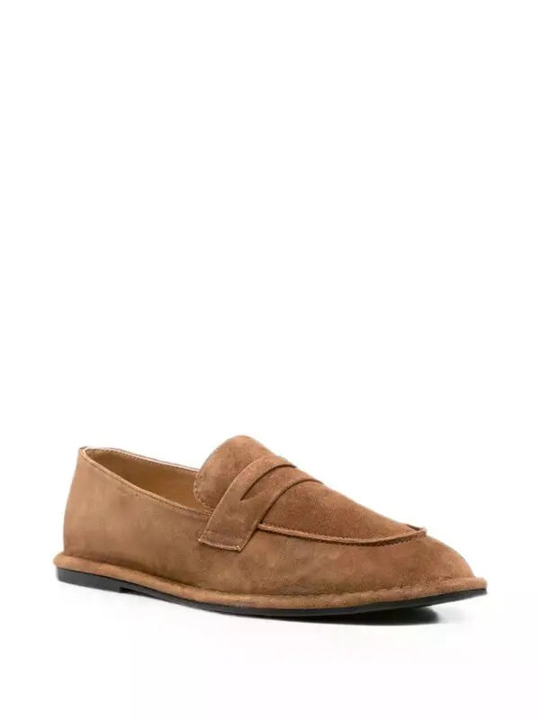 LINDA BAUMANN Suede Penny Loafers - Brown