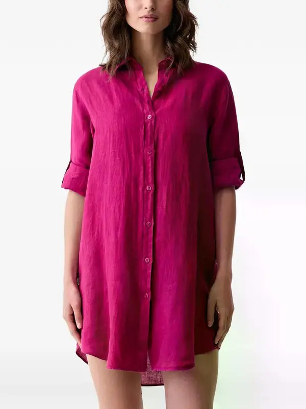 Vilebrequin Linen Shirt Dress With Roll-tab Sleeves