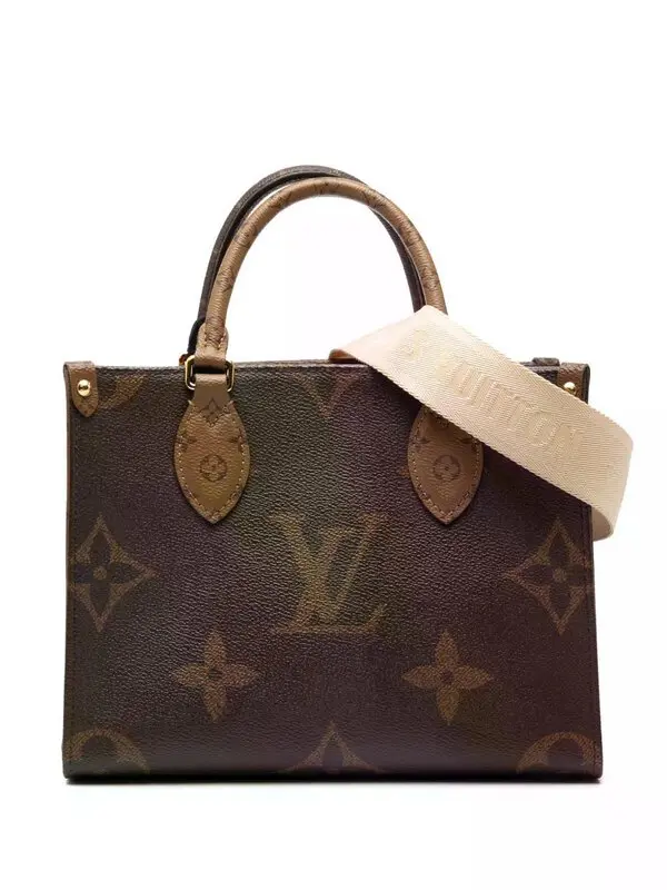 LOUIS VUITTON 2010-2026 Monogram Reverse Giant Onthego Pm Satchel - Brown