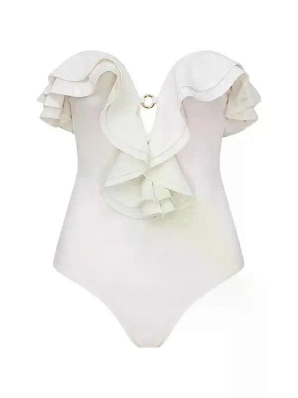 Zimmermann Solstice Ruffled One-piece Swimsuit - White