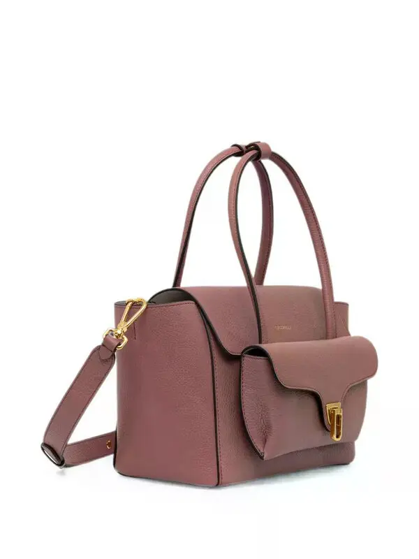 COCCINELLE Medium Double Beat Grainy Leather Tote Bag