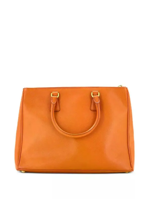 Prada Lux Saffiano Leather Double Zip Tote Bag - Orange
